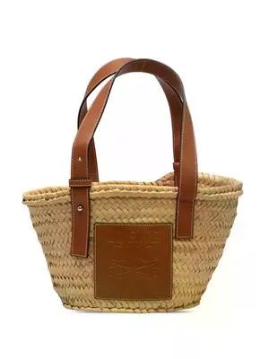 Loewe 2020 Small Raffia Anagram Basket Tote Bag - Neutrals