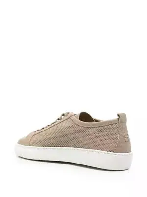 HENDERSON BARACCO Beige Leather Perforated Lace-up Sneakers - Neutrals