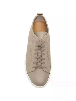 HENDERSON BARACCO Beige Leather Perforated Lace-up Sneakers - Neutrals
