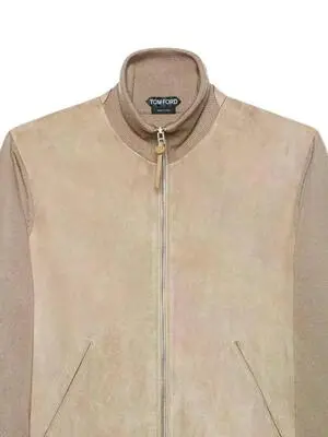 TOM FORD Suede Front Merino Wool Full Zip Jacket