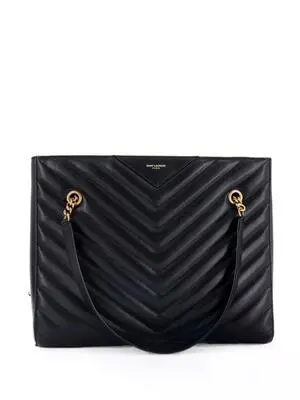 Saint Laurent Tribeca Shopping Matelasse Chevron Leather Medium Tote Bag - Black