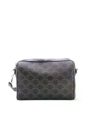 Celine Triomphe Coated Canvas Mini Boston Travel Bag - Black