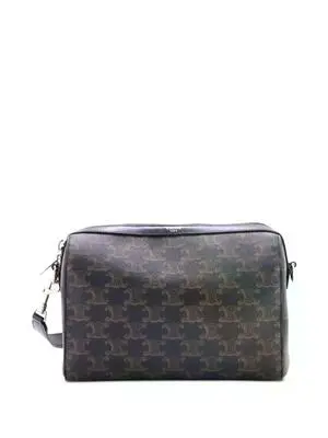 Celine Triomphe Coated Canvas Mini Boston Travel Bag - Black
