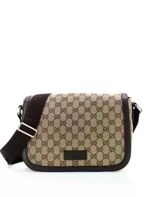Gucci Flap Messenger Bag Gg Canvas Small Crossbody Bag - Brown