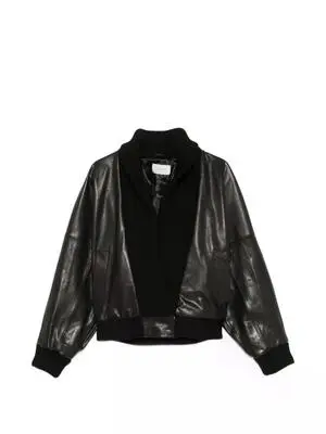 Magda Butrym Ribbed-knit Leather Jacket - Black