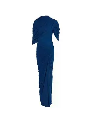 DEME Beth Ruched Draped Maxi Dress - Blue