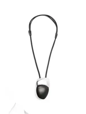 MONIES Aurena Wood-pendant Leather-strap Necklace - Black