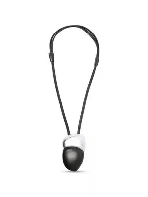 MONIES Aurena Wood-pendant Leather-strap Necklace - Black