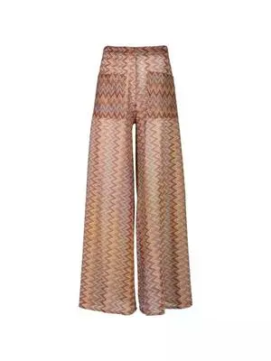 PALMACEA Yera Zigzag-knit Wide-leg Trousers - Orange