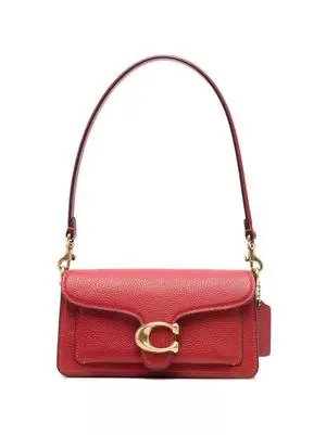 COACH Logo-plaque Pebbled-leather Shoulder Bag - Red