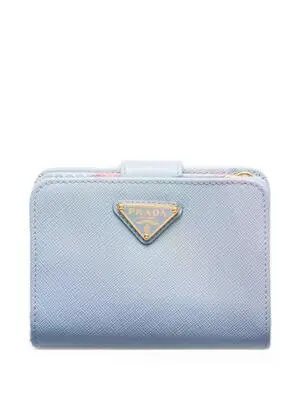 Prada Small Triangle-logo Leather Wallet - Blue
