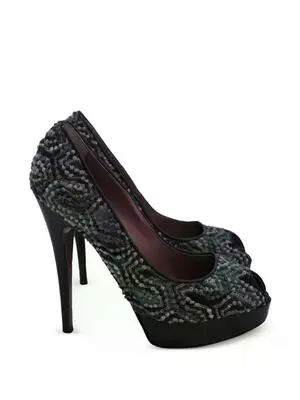 Missoni Peep-toe Platform Stiletto Pumps - Grey