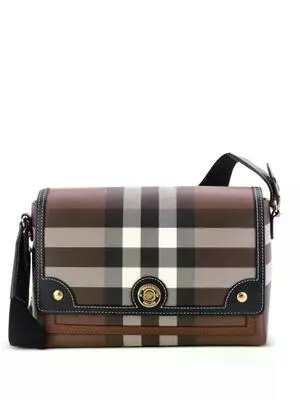 Burberry Note Check Canvas And Leather Medium Crossbody Bag - Black