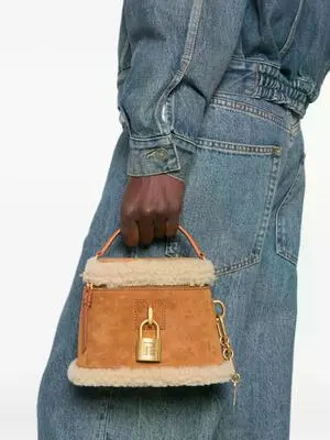 Balmain Pulse Vanity Shearling-trim Top Handle Bag