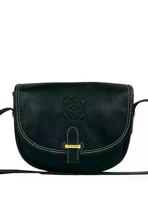 Loewe 2010-2026 Leather Anagram Crossbody Bag - Black