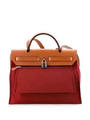 Hermès Herbag Zip Leather And Toile 31 Shoulder Bag - Brown