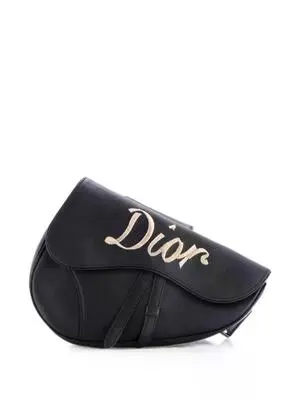 Dior Saddle Logo Embroidered Leather Crossbody Bag