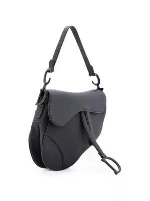 Dior Ultra Matte Saddle Handbag Leather Medium Shoulder Bag - Black