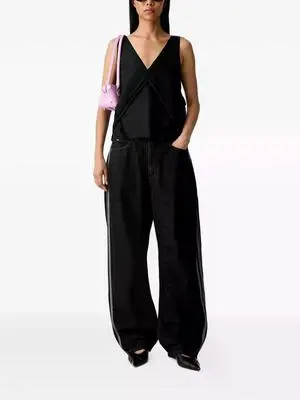 Adidas High-rise Barrel-leg Denim Pants - Black