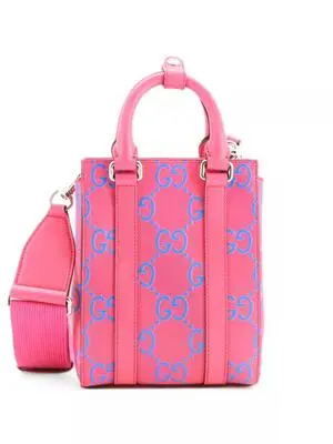 Gucci Convertible Open Gg Embossed Perforated Leather Mini Tote Bag - Blue
