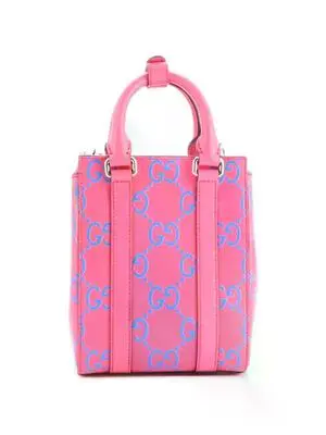 Gucci Convertible Open Gg Embossed Perforated Leather Mini Tote Bag