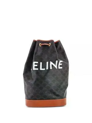 Celine Sailor Triomphe Coated Canvas Medium Bucket Bag - Brown