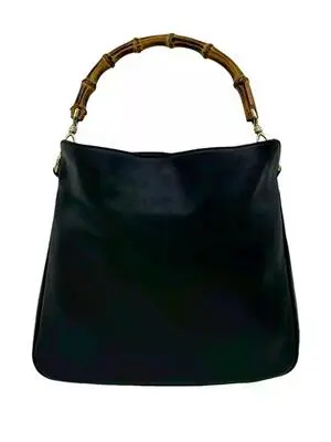 Gucci 20th Century Calfskin Bamboo Satchel - Black