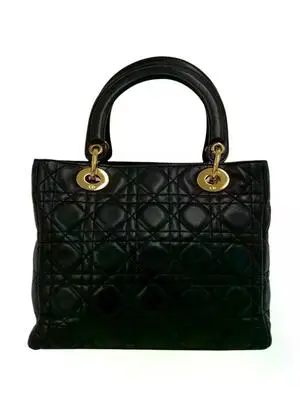 Dior 2010-2026 Medium Lambskin Cannage Lady Satchel - Black
