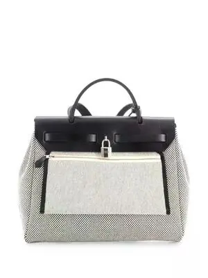Hermès Herbag Zip Criss Viking Toile And Leather 31 Shoulder Bag - Black