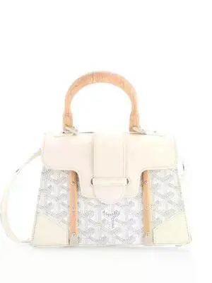 Goyard Structured Saigon Top Handle Bag Coated Canvas With Leather Mini Satchel - Neutrals