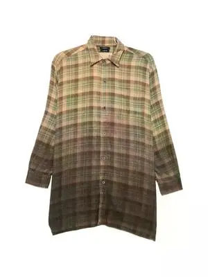 R13 Check-print Distressed-effect Shirt - Brown