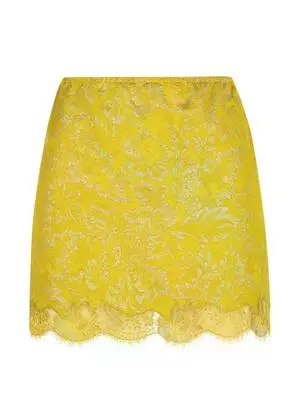 Saint Laurent Baroque Mini Skirt In Jacquard And Lace - Yellow
