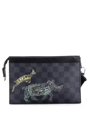 LOUIS VUITTON Gaston Wearable Wallet Limited Edition Wild Animals Damier Graphite Crossbody Bag - Black