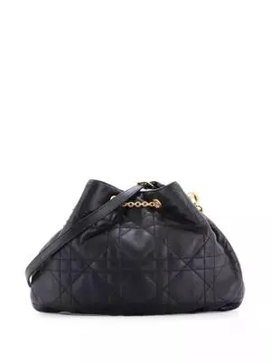 Dior Ammi Supple Bag Macrocannage Quilt Lambskin Large Bucket Bag - Black