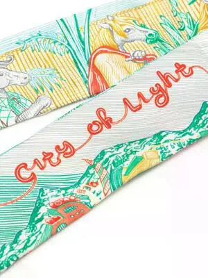 Hermès 2000-2026 City Of Light Silk Twilly Scarf Scarves Green