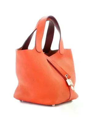 Hermès Clat Picotin Lock Bag Clemence Pm Tote Bag - Orange