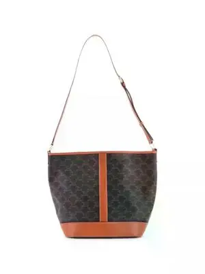 Celine Triomphe Coated Canvas Medium Bucket Bag - Brown