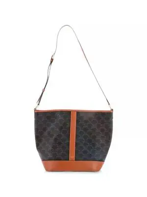 Celine Triomphe Coated Canvas Medium Bucket Bag - Brown
