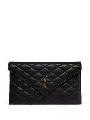 Saint Laurent Paris Pouch In Grain-de-poudre Leather - Black