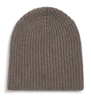 Johnstons Of Elgin Cashmere Ribbed Beanie - Beige