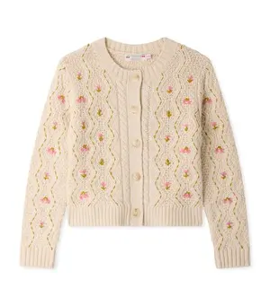 Bonpoint Wool-cashmere Embroidered Cardigan