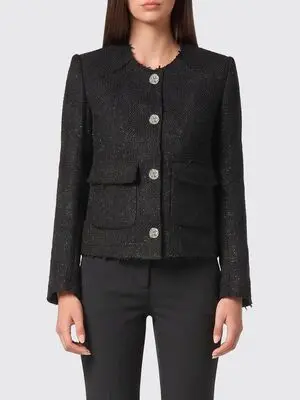 Philipp Plein Single-breasted Short Tweed Blazer With Jewel Buttons - Black