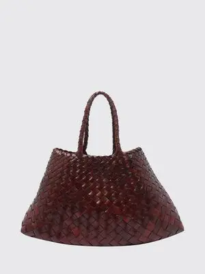 Dragon Diffusion Flared Woven Leather Handbag With Braided Handles - Red
