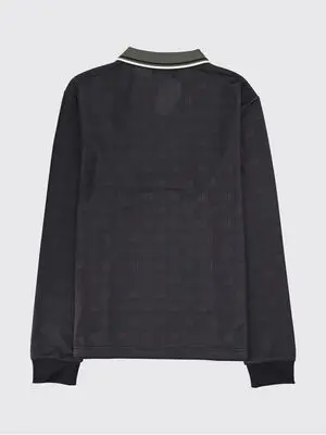Fred Perry Long-sleeve V-neck Cotton-blend Polo With Embroidered Logo