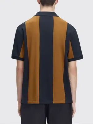 Fred Perry Striped Cotton Rugby Polo Shirt With Contrasting Embroidered Logo - Blue