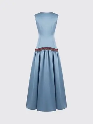Vivetta Flared Satin Midi Evening Dress With Beaded Embellishments