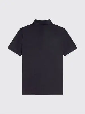 Fred Perry Cotton Polo Shirt With Tipped Collar And Tone-on-tone Embroidered Logo - Navy