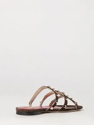 Valentino Garavani Rockstud Suede Calfskin Flat Sandals