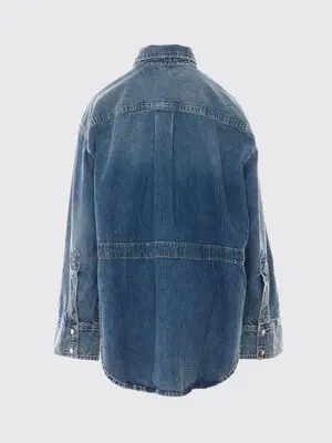 HAIKURE Relaxed Fit Denim Shirt With Dropped Shoulders And Contrast Stitching