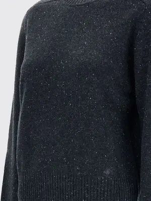 Loulou De Saison Crewneck Sweater In Pure Cashmere With Ribbed Trims - Grey